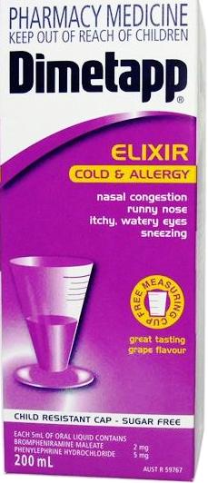 DIMETAPP Cold&Allergy Elixir 200ml – Unichem Greenhithe Pharmacy