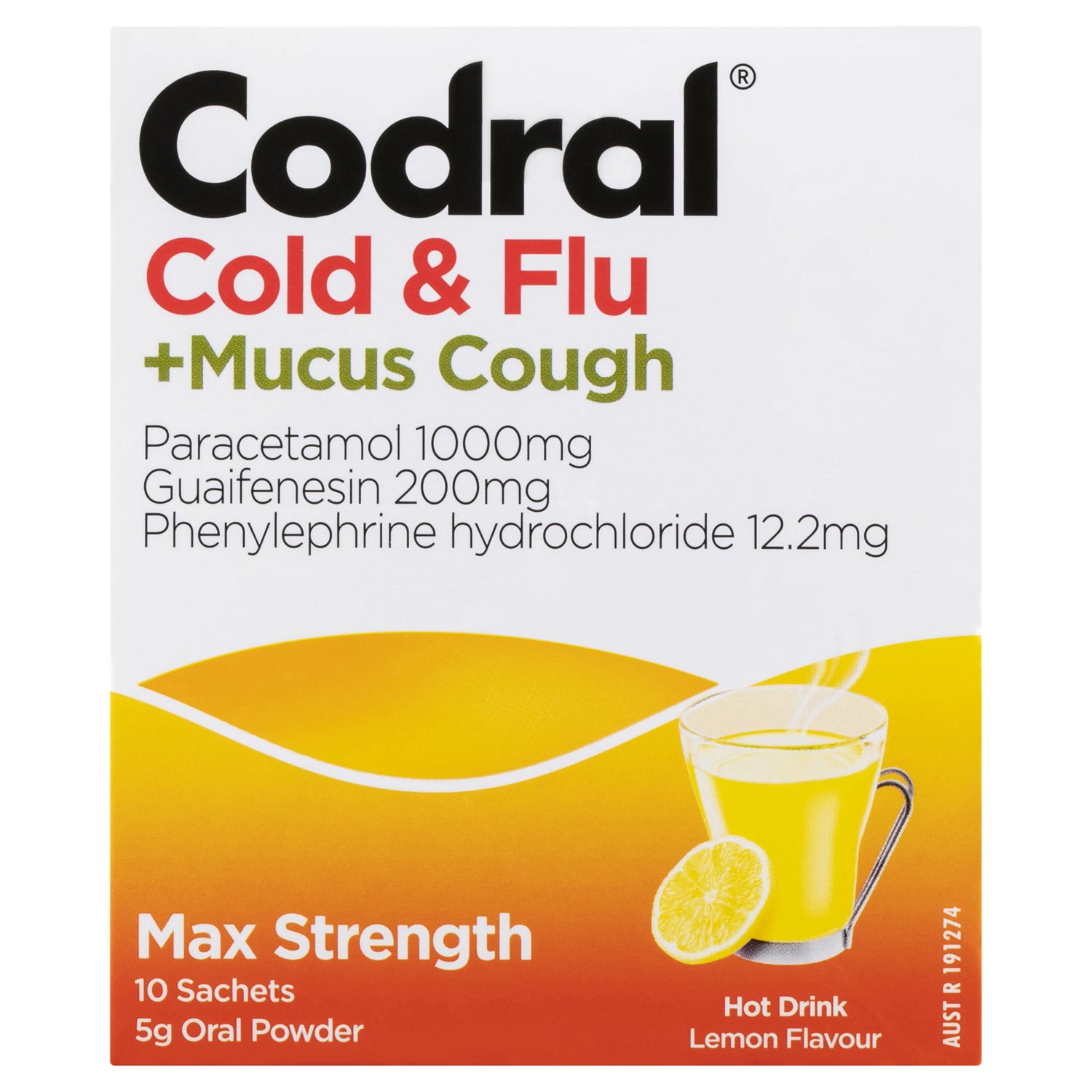 Codral Cold/Flu and Mucus Cough Hot Drink 10 Sachets – Unichem ...