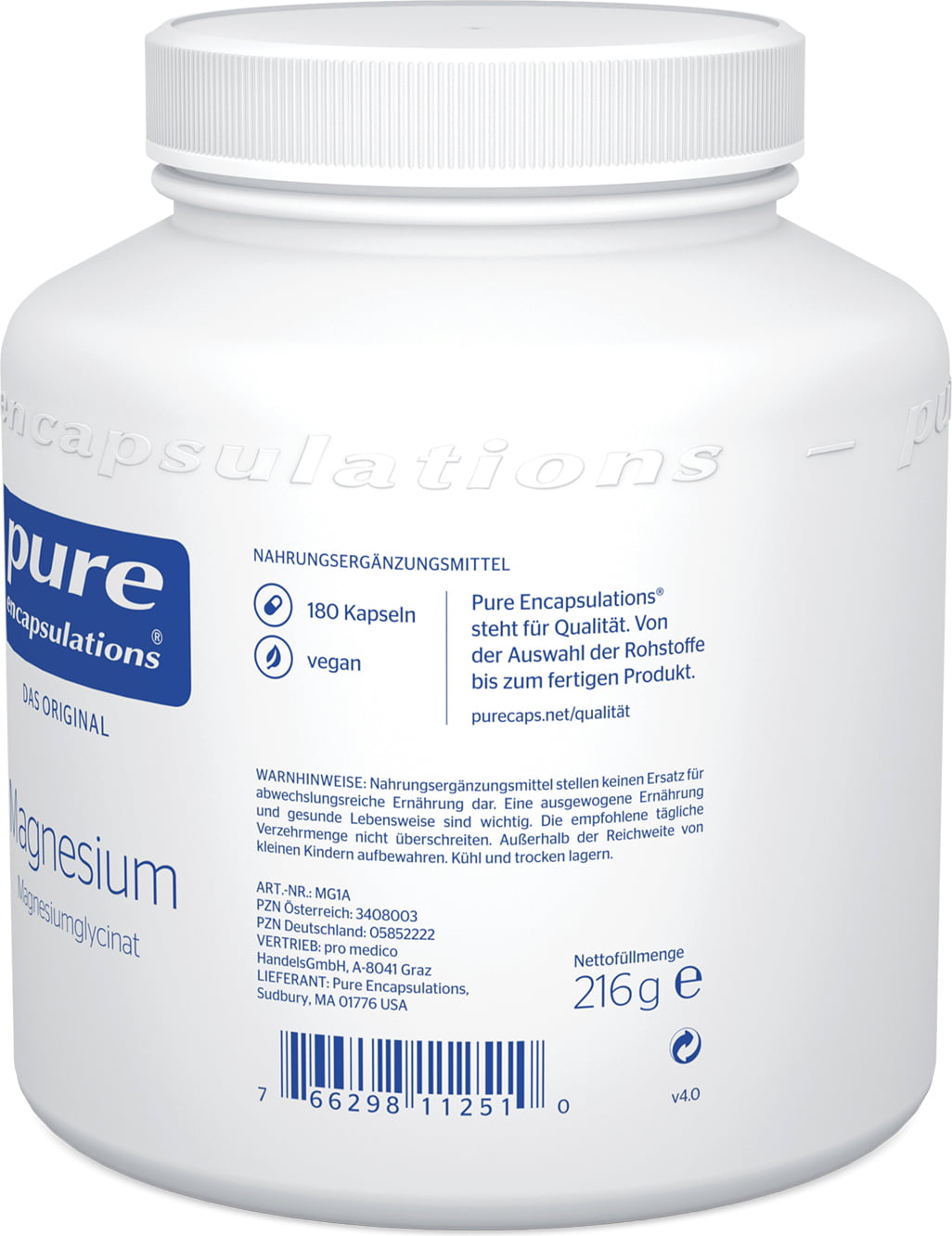 PureEncapsulations Magnesium Glycinate 180 – Unichem Greenhithe Pharmacy
